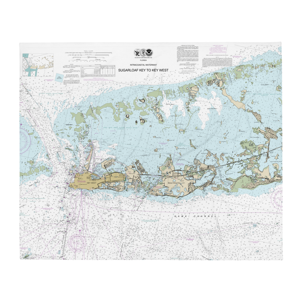 Key West Nautical Chart Fleece Throw Blanket · Chart Mugs