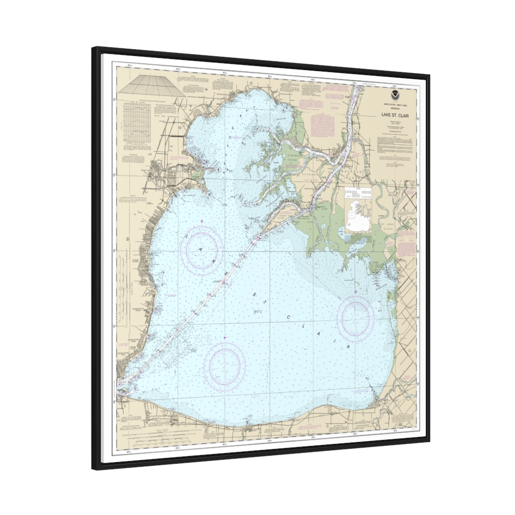 Lake St. Clair Nautical Chart 14850 - Floating Frame Canvas · Chart Mugs