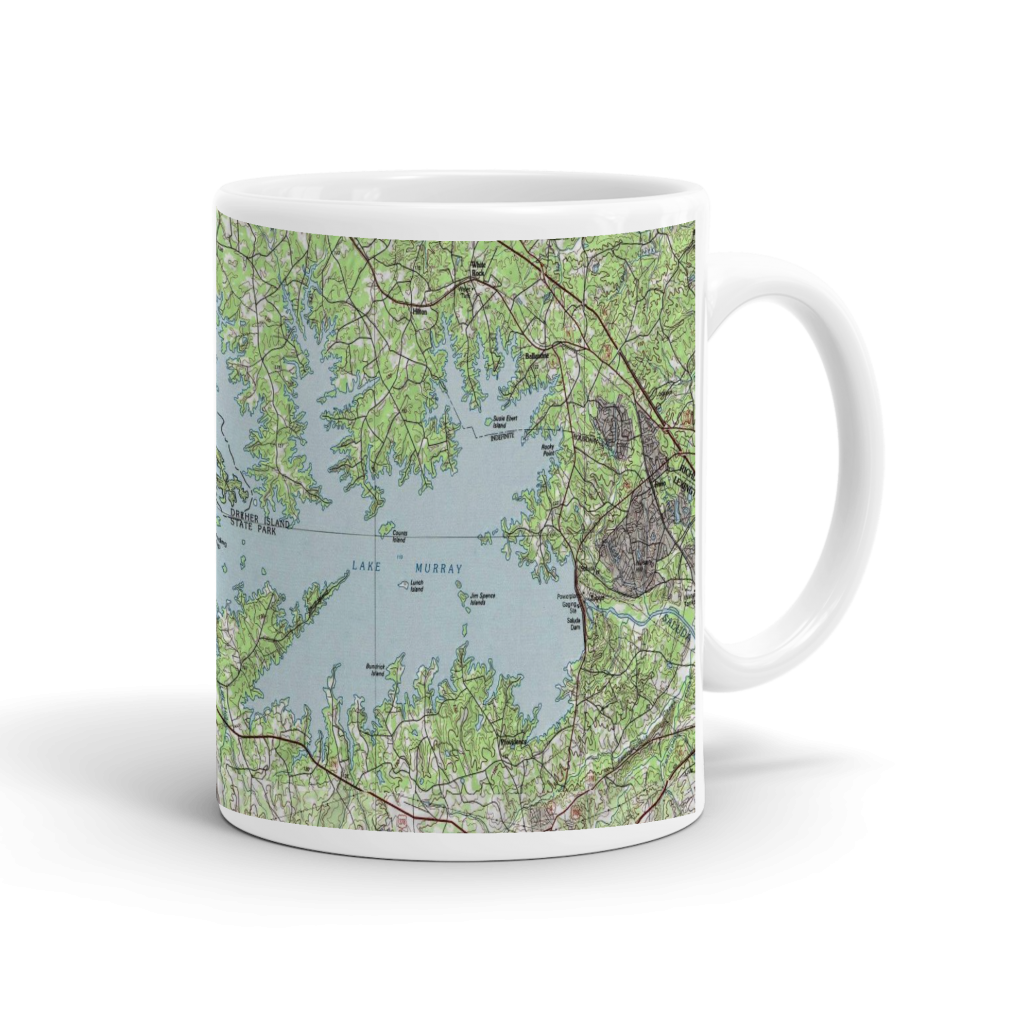 Lake Murray, South Carolina, USA Historical USGS TOPO Chart Mug · Chart ...