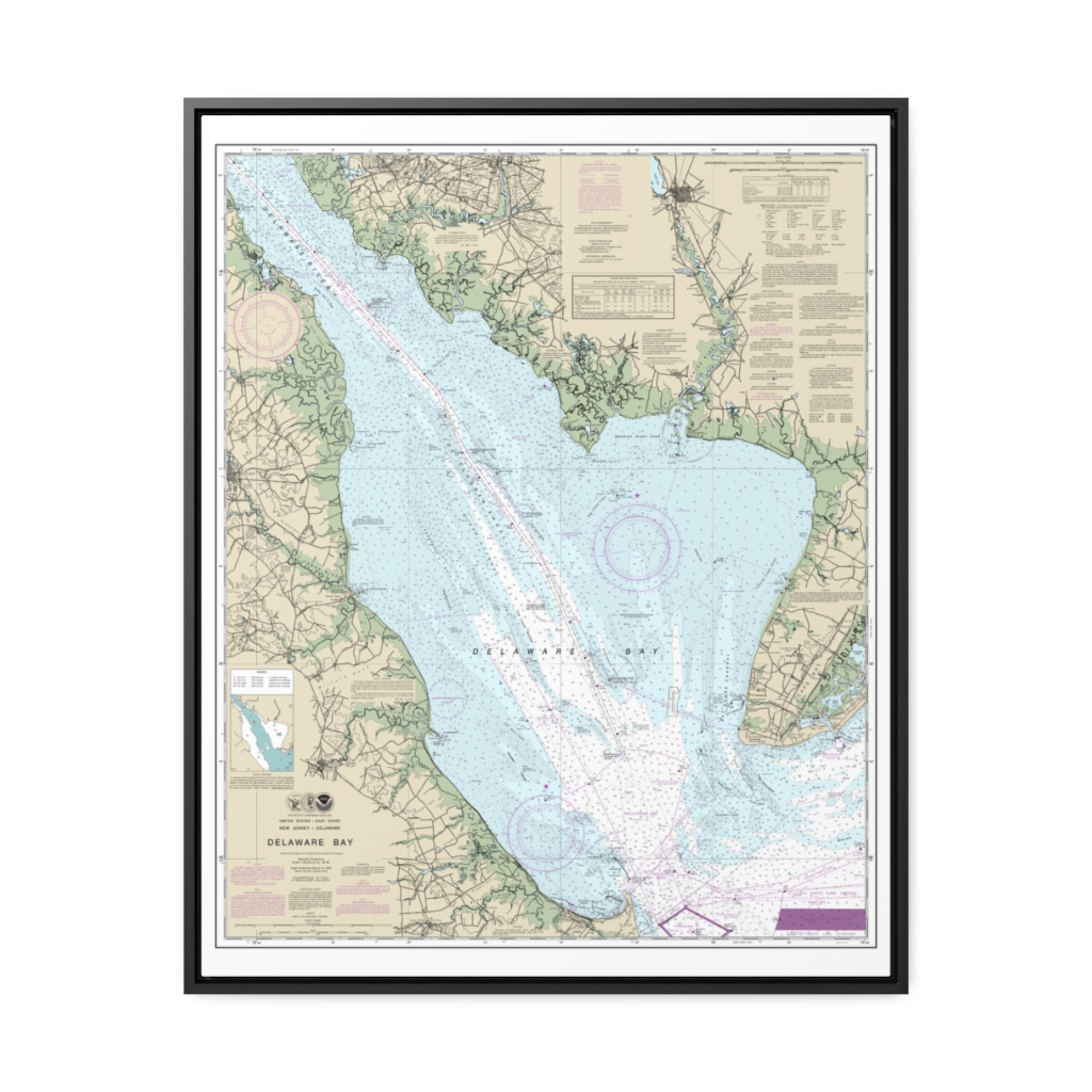 Delaware Bay Nautical Chart 12304 - Floating Frame Canvas · Chart Mugs