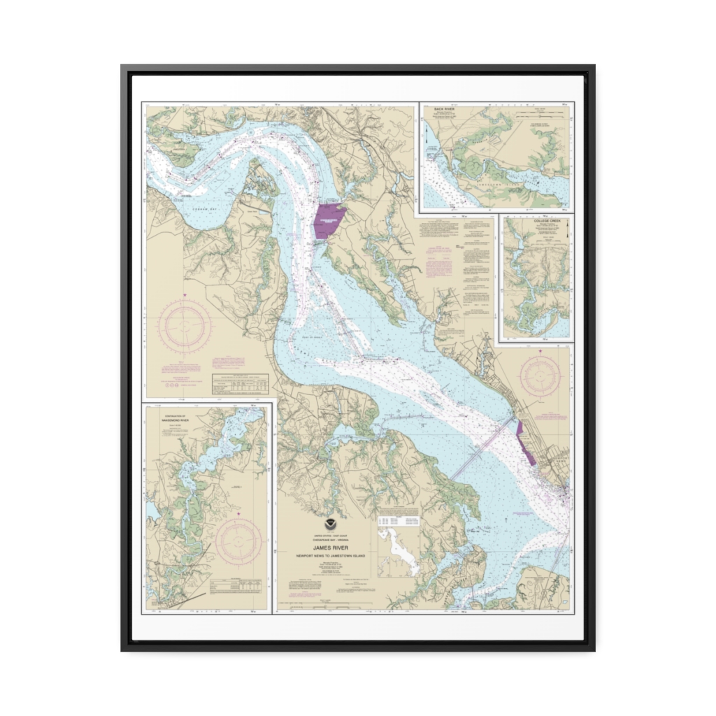 James River Newport News to Jamestown Island; Back River and College ...