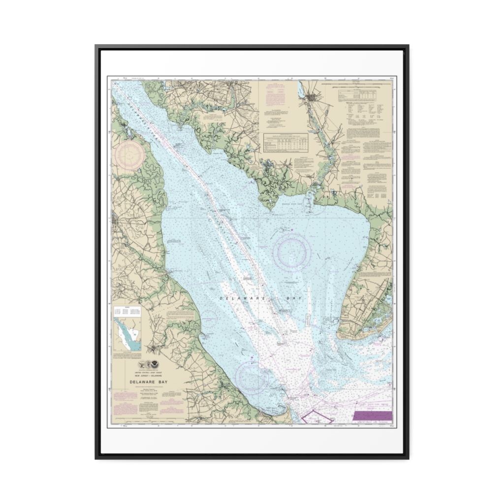 Delaware Bay Nautical Chart 12304 - Floating Frame Canvas · Chart Mugs